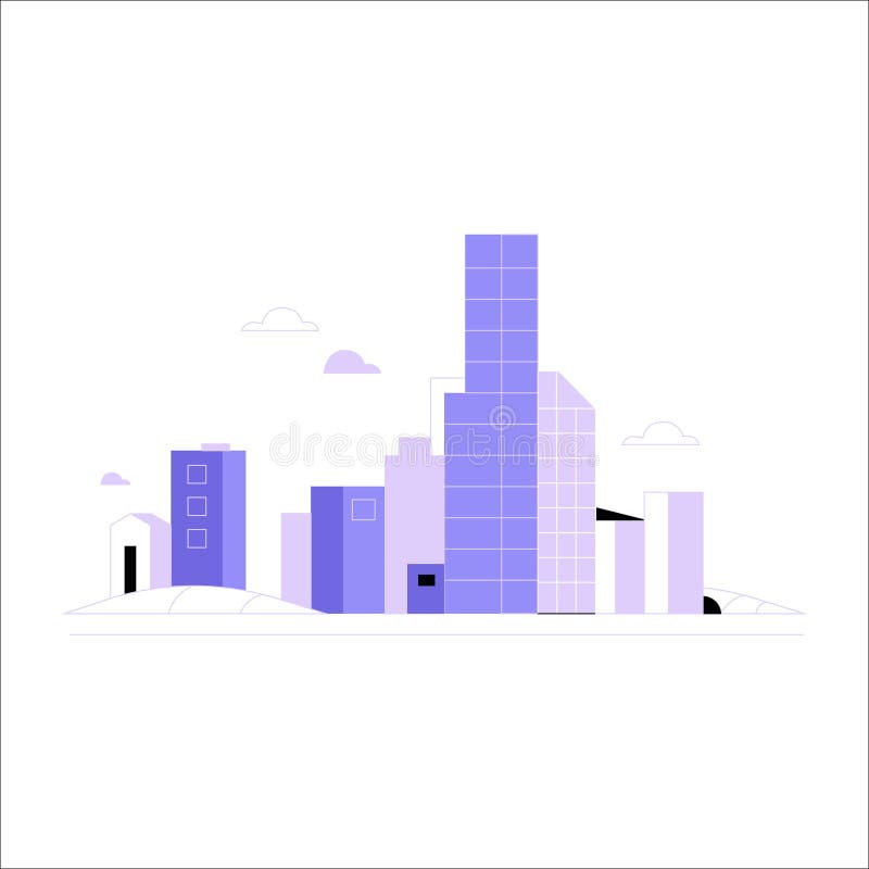 City Skyline with Skyscrapers in Flat Vector Illustration Symbolizing ...