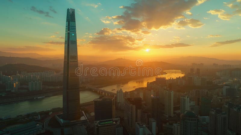 City Skyline at Sunset, Perfect for Urban Backgrounds Stock Image ...
