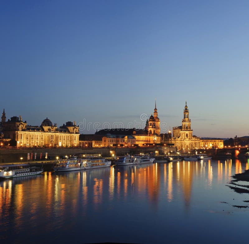 Dresden on water at night stock photo. Image of germantown - 9530650