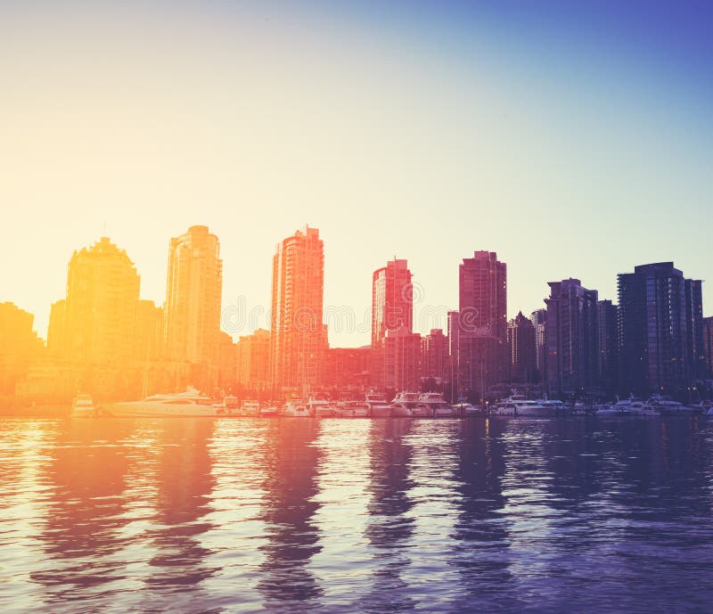 City Skyline at Sunset stock image. Image of coastline - 63028239