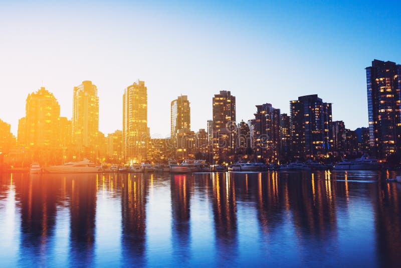 City Skyline at Sunset stock image. Image of dawn, america - 63028315