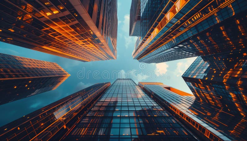 A City Skyline with Tall Buildings and a Clear Blue Sky by AI Generated ...