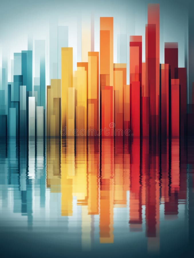 City Skyline Transforms into Vertical Bar Chart Illustrating Rising ...