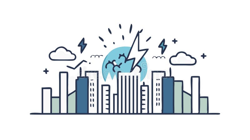 City Skyline Undergoing Power Grid Failure, Vector Design Generative AI ...