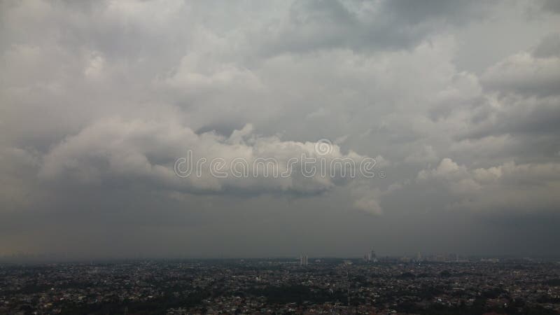 City Skyline View in Rainy Season Stock Image - Image of silhouette ...