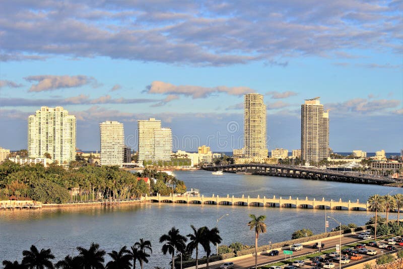 City Skyline and Views of the Ocean in Miami, Florida Stock Image ...