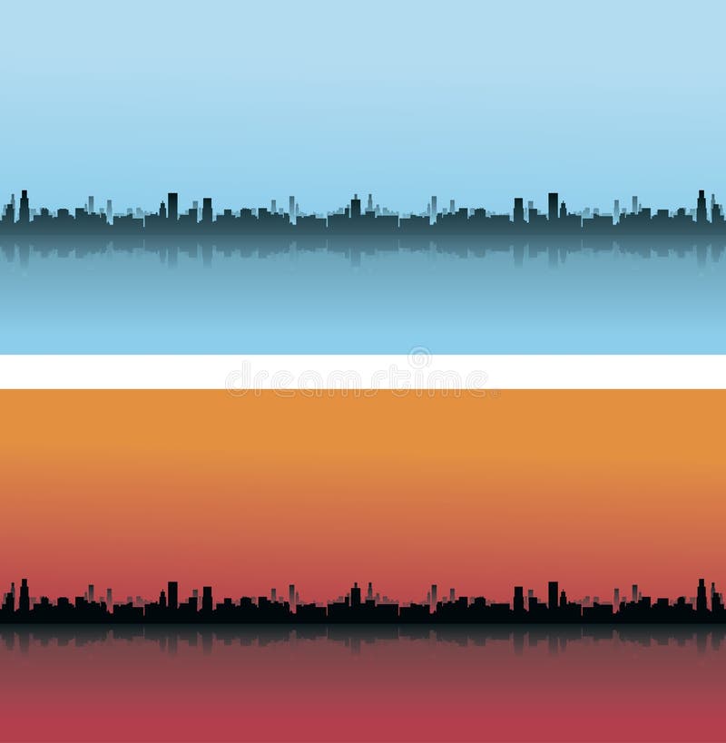 City Skylines in Different Colours Stock Vector - Illustration of ...