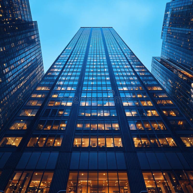 City Skyscraper Night View stock illustration. Illustration of ambition ...