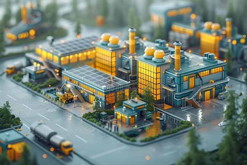 The City of Small Model Buildings Has a Lot of Lights on Stock ...