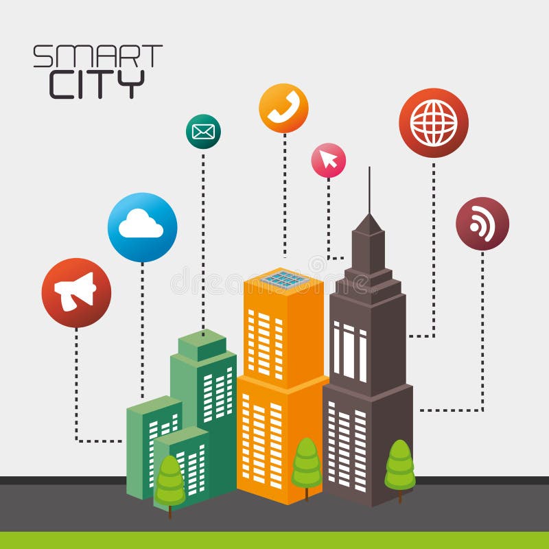 City Navigation Apps, Smart City Concept Illustration. Stock Vector ...