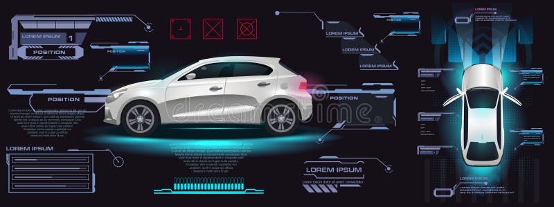 City Smart Electric Car. Car User Interface HUD, GUI, UI. Dashboard ...