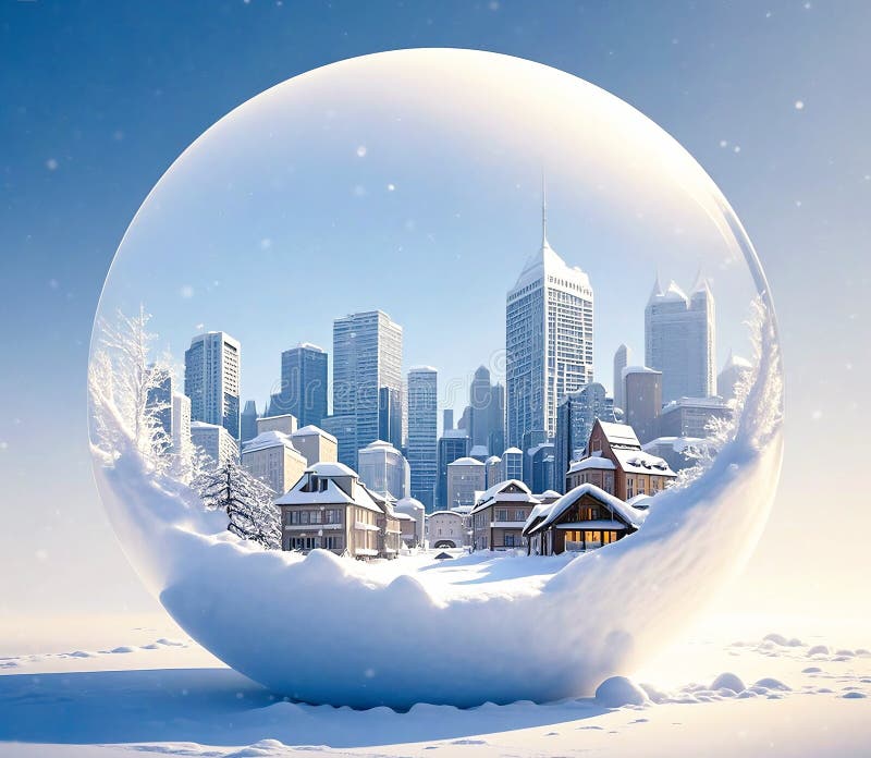 City in a snow globe stock illustration. Illustration of comfortable ...