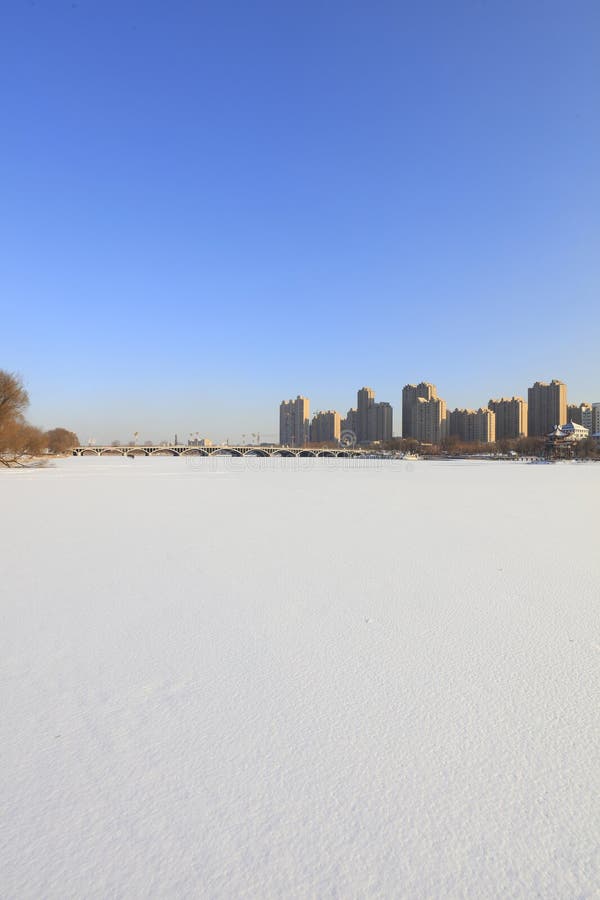 City Snow Scenery in Northern China Stock Image - Image of dwelling ...