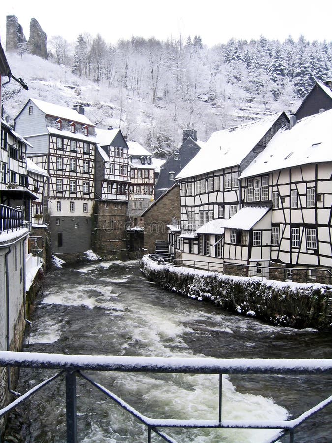 City Snow Winter Monschau, Germany Stock Photo - Image of december ...