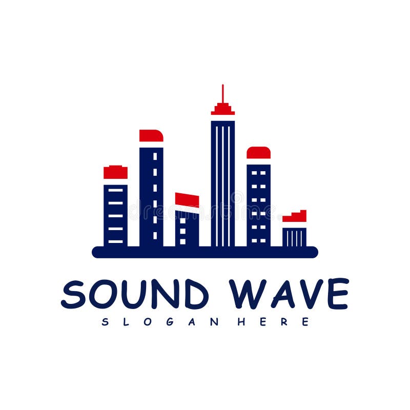 City with Sound Wave Logo Design Concept Vector. Sound Wave ...