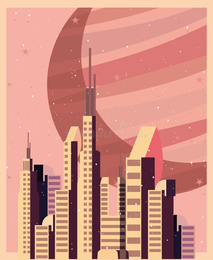 City space exploration stock illustration. Illustration of colonization ...