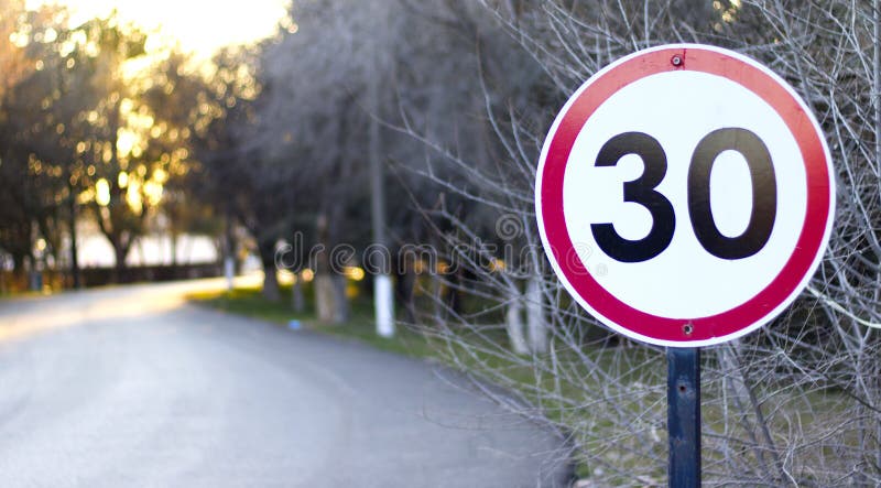 City Speed Limit Traffic Sign Stock Photo - Image of city, street ...