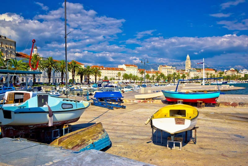 City of Split Harbor and Old Architecture Stock Photo - Image of coast ...