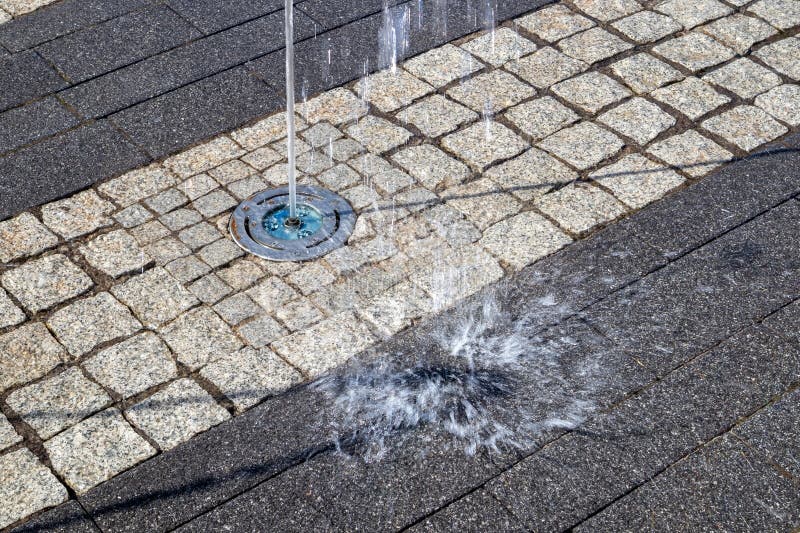 City Square Built-in Fountain System Stock Image - Image of stream ...