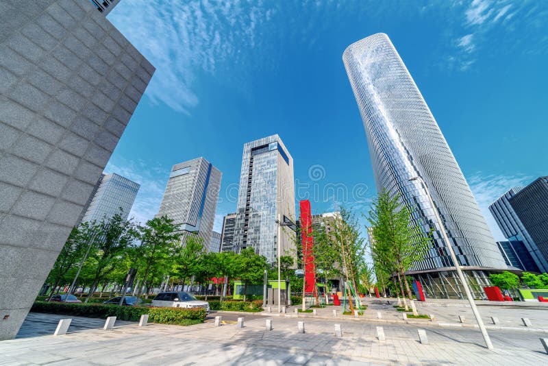 City square and skyscraper editorial image. Image of business - 153605250