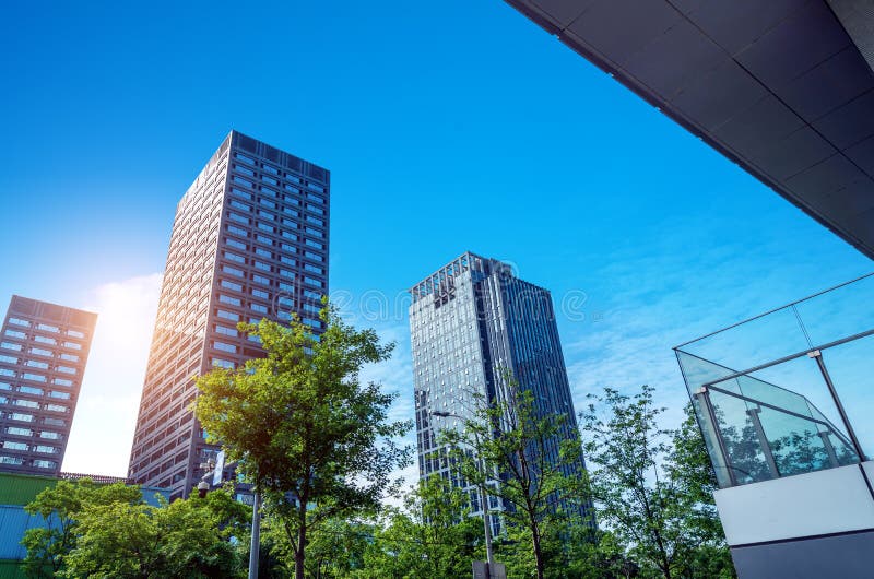 City square and skyscraper stock image. Image of buildings - 157258603