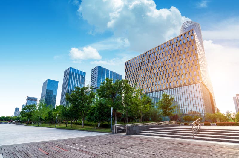 City square and skyscraper stock photo. Image of high - 158240492