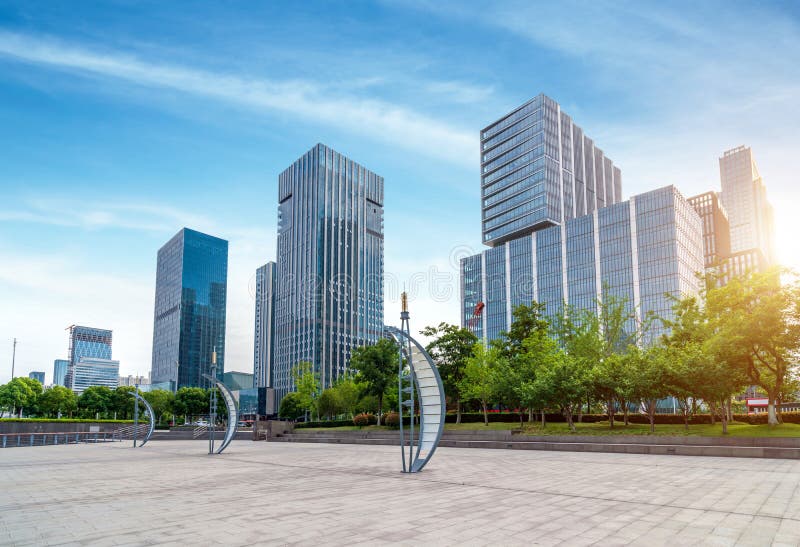 City square and skyscraper stock photo. Image of cloudy - 162893580