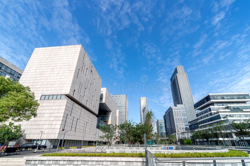 City square and skyscraper stock image. Image of building - 164880797