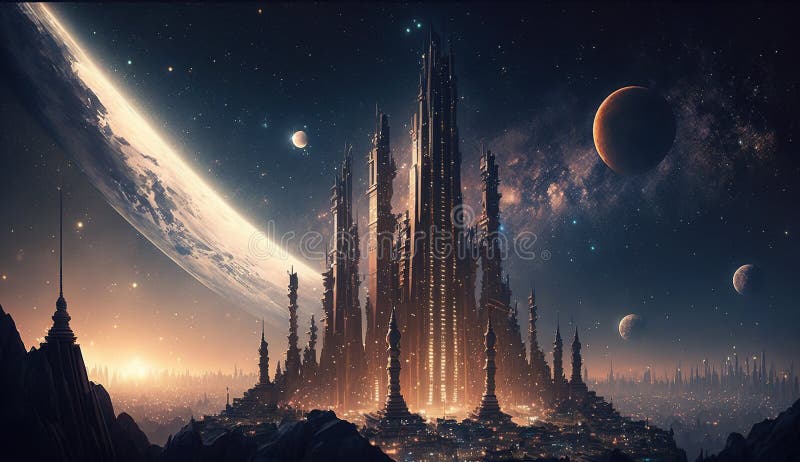 A City in the Stars, with Soaring Structures, Advanced Technology, and ...