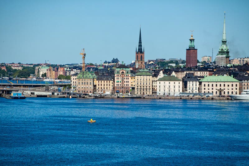 The City of Stockholm View from the Sea Stock Photo - Image of land ...