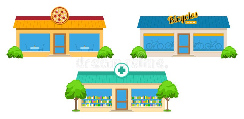 City Store Buildings Set stock vector. Illustration of built - 62694237