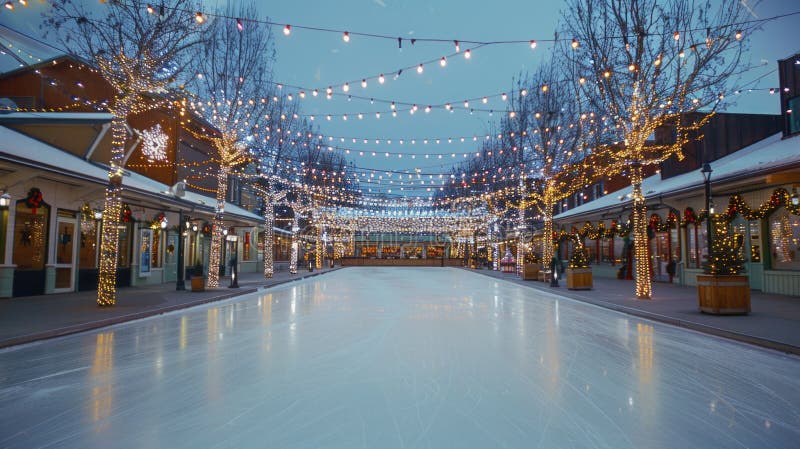 A City Street Covered in Lots of Lights Stock Image - Image of building ...