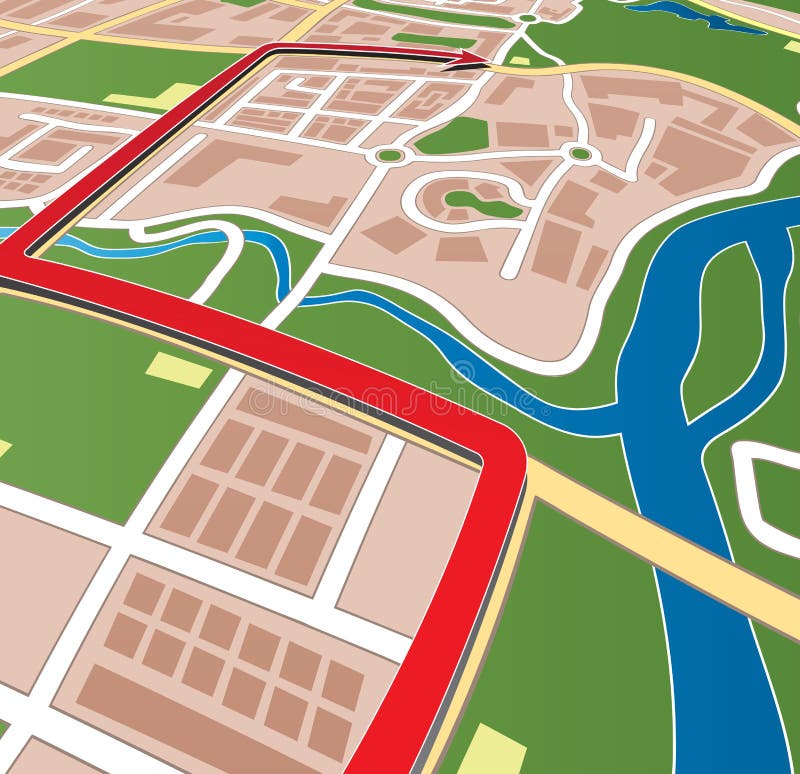 Map of Generic Urban City in Perspective Angle Stock Illustration ...