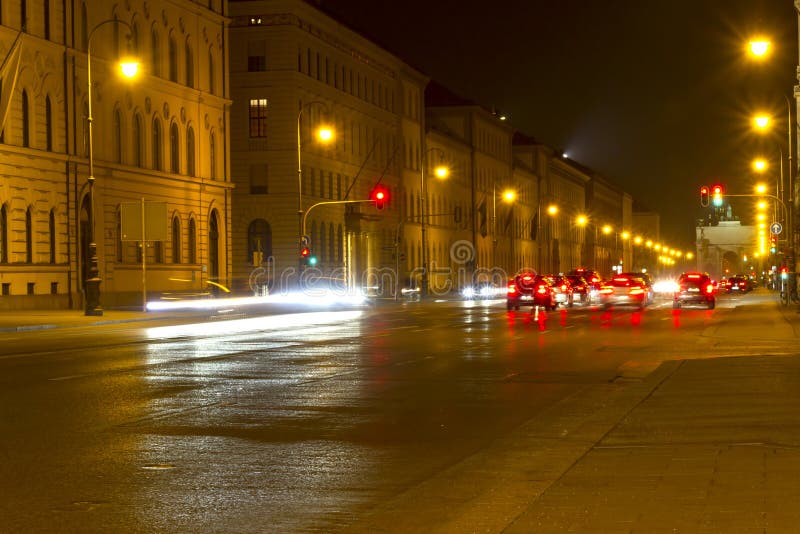City Street in Munich, Germany, at Night Stock Image - Image of noise ...