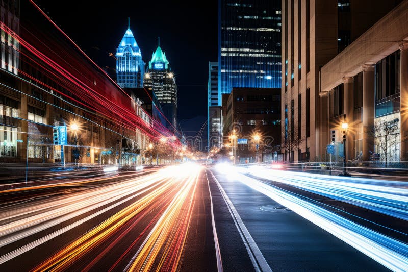 A city street at night stock illustration. Illustration of urban ...