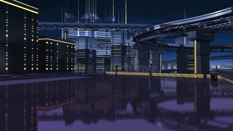 City Streets of Electronic Future Stock Video - Video of houses, bridge ...
