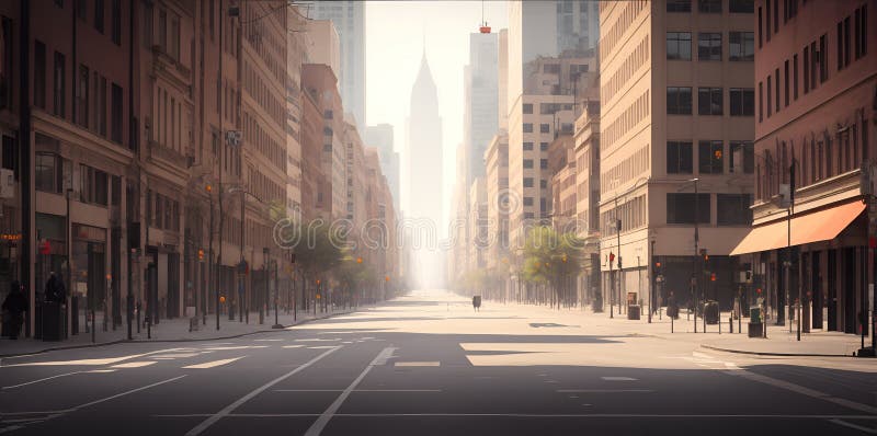 City Streets with Skyscrapers,empty City Streets. Stock Illustration ...