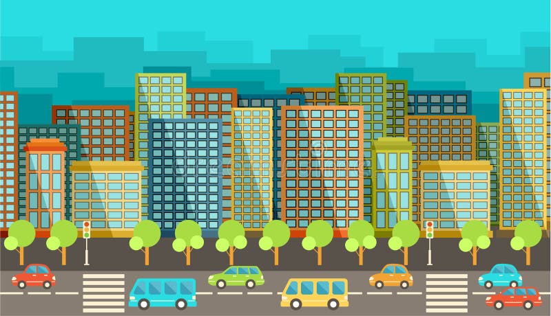 City in the Style of Flat Design. Stock Vector - Illustration of ...