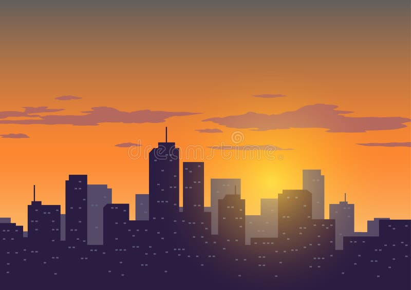 City Sunset Background stock vector. Illustration of cityscape - 83693834