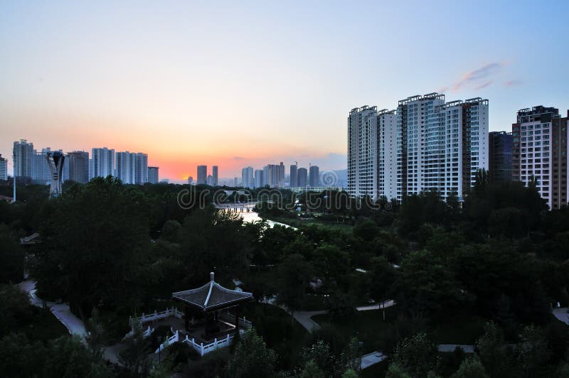 City sunset stock photo. Image of landscape, horizon - 44673050