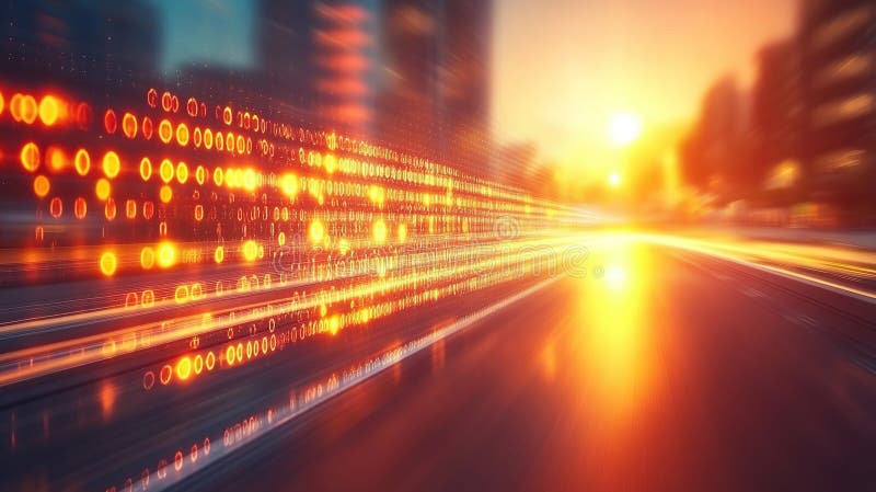 City Sunset, Data Stream Road, Speed, Future, Technology Stock Image ...