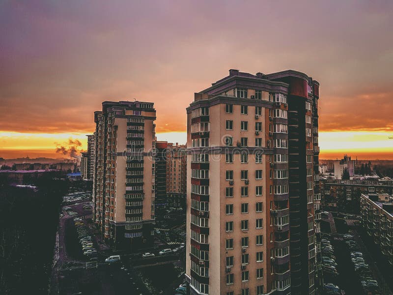 City sunset landscape stock photo. Image of view, kiev - 168817766