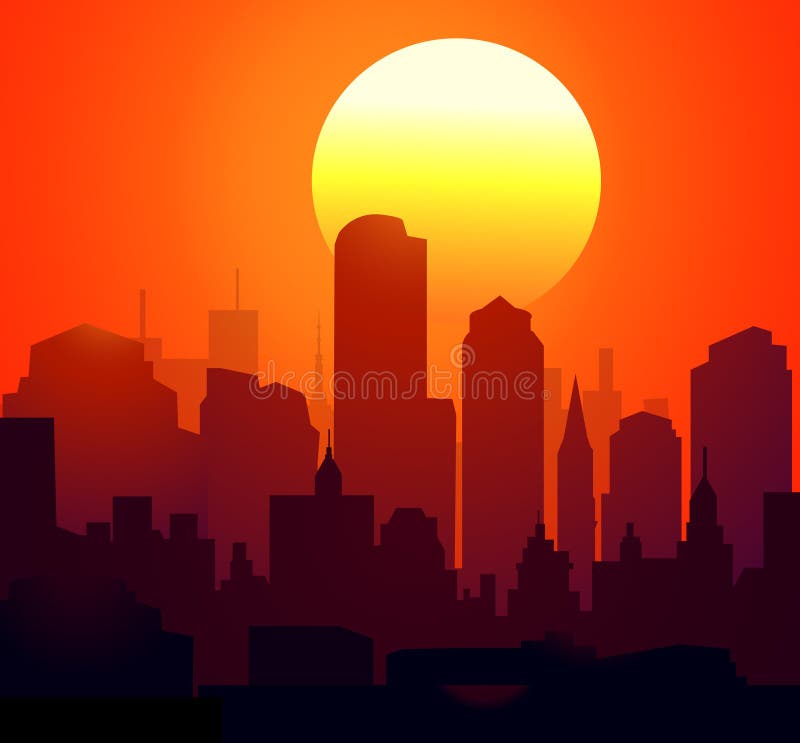 City Sunset-vector stock vector. Illustration of metro - 45095754
