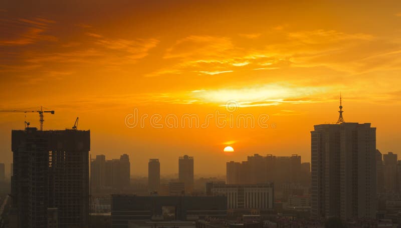 City sunset xian china stock photo. Image of working - 28788596