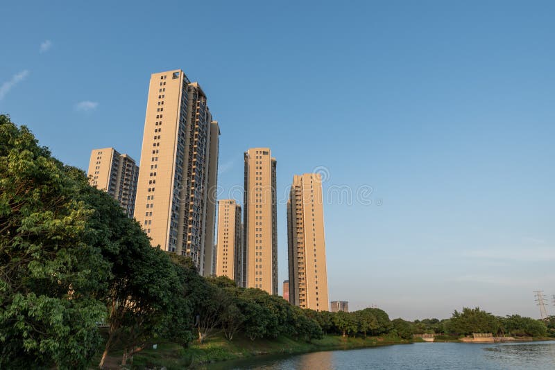 A City Surrounded by Forests and Rivers Stock Photo - Image of ...