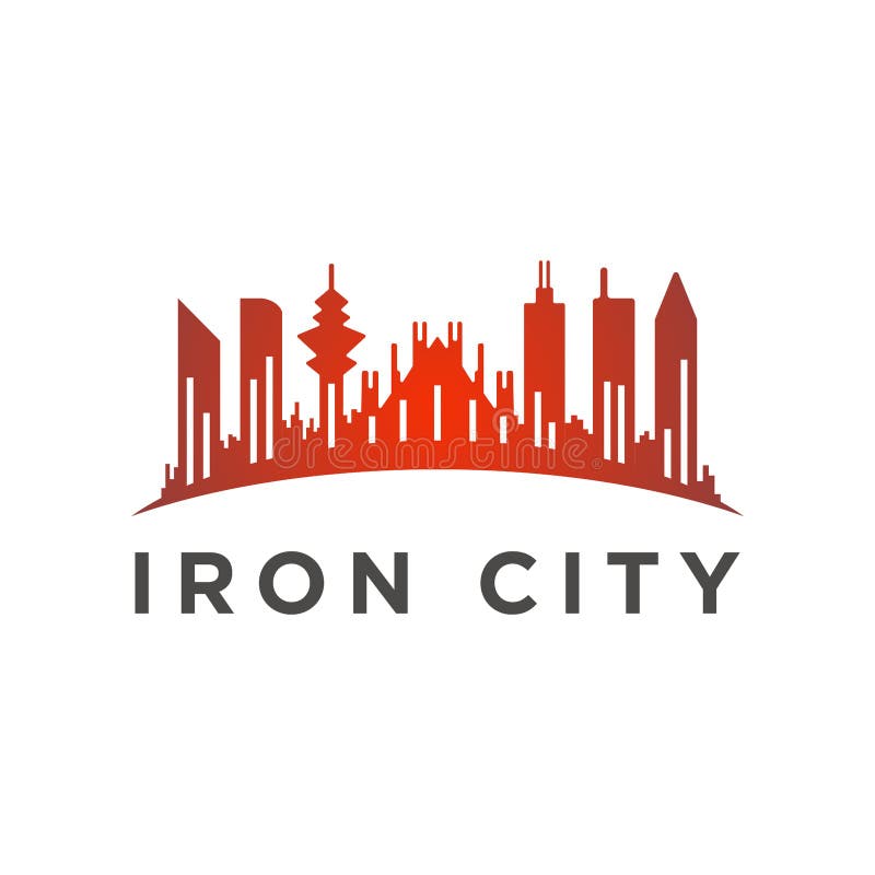 City with a Tall Tower Logo Template Stock Vector - Illustration of ...