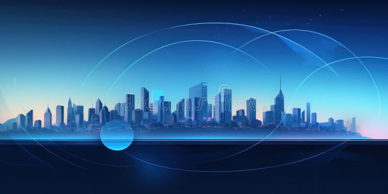 City Tech Modern Background. Generative AI Stock Illustration ...