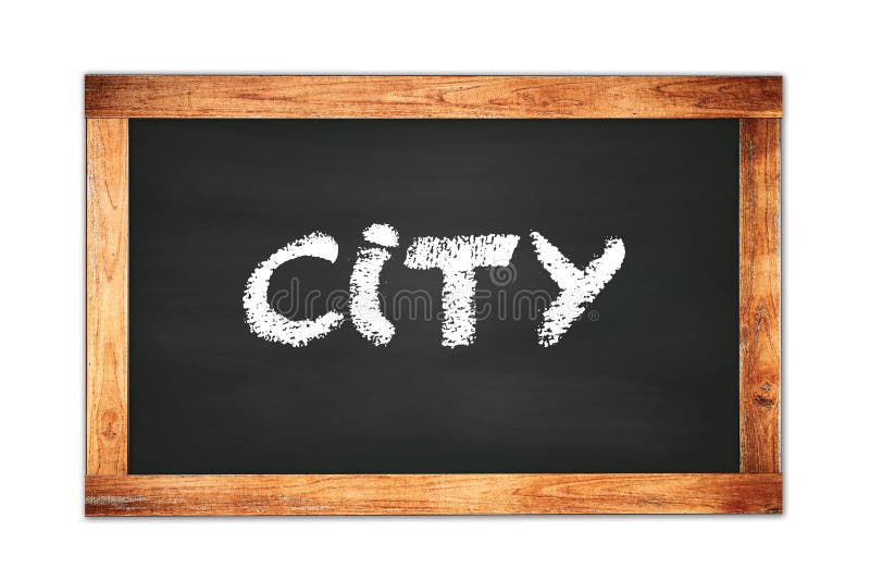 CITY Text Written on Wooden Frame School Blackboard Stock Illustration ...
