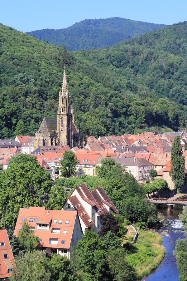 The city of Thann, Alsace stock image. Image of haut - 57132789