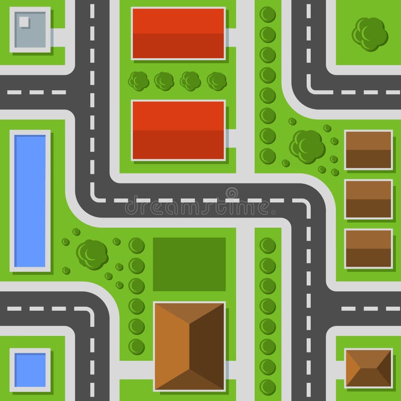 City Top View. Town Map Seamless Pattern Stock Vector - Illustration of ...